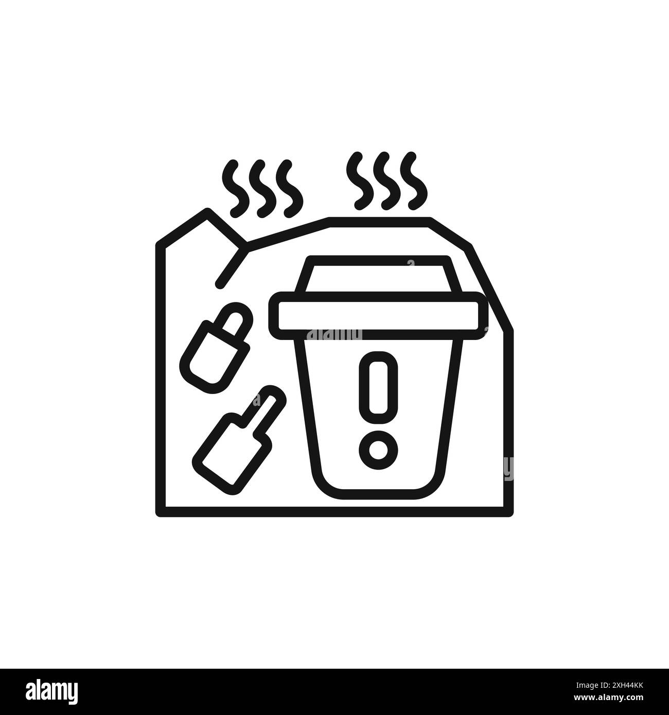 Solid waste icon logo sign vector outline in black and white color ...