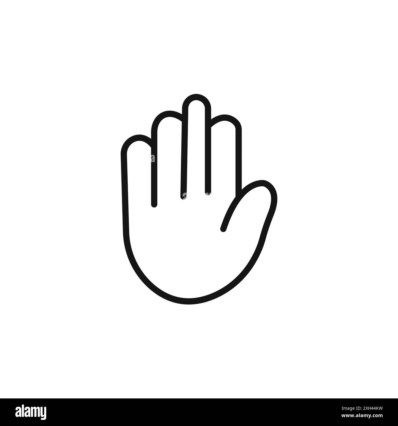 Raised Hand icon logo sign vector outline in black and white color ...