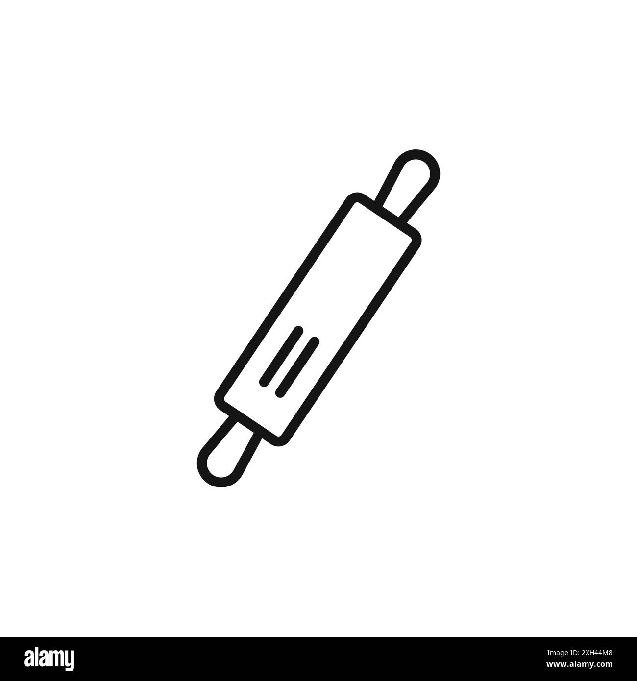 rolling pin icon logo sign vector outline in black and white color ...