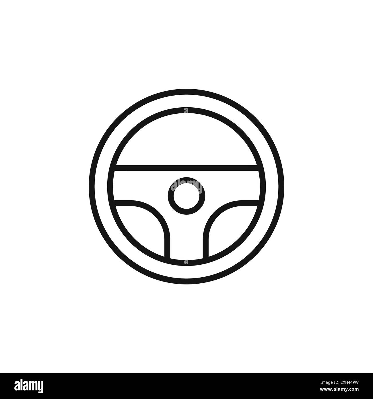 Steering wheel icon logo sign vector outline in black and white color ...