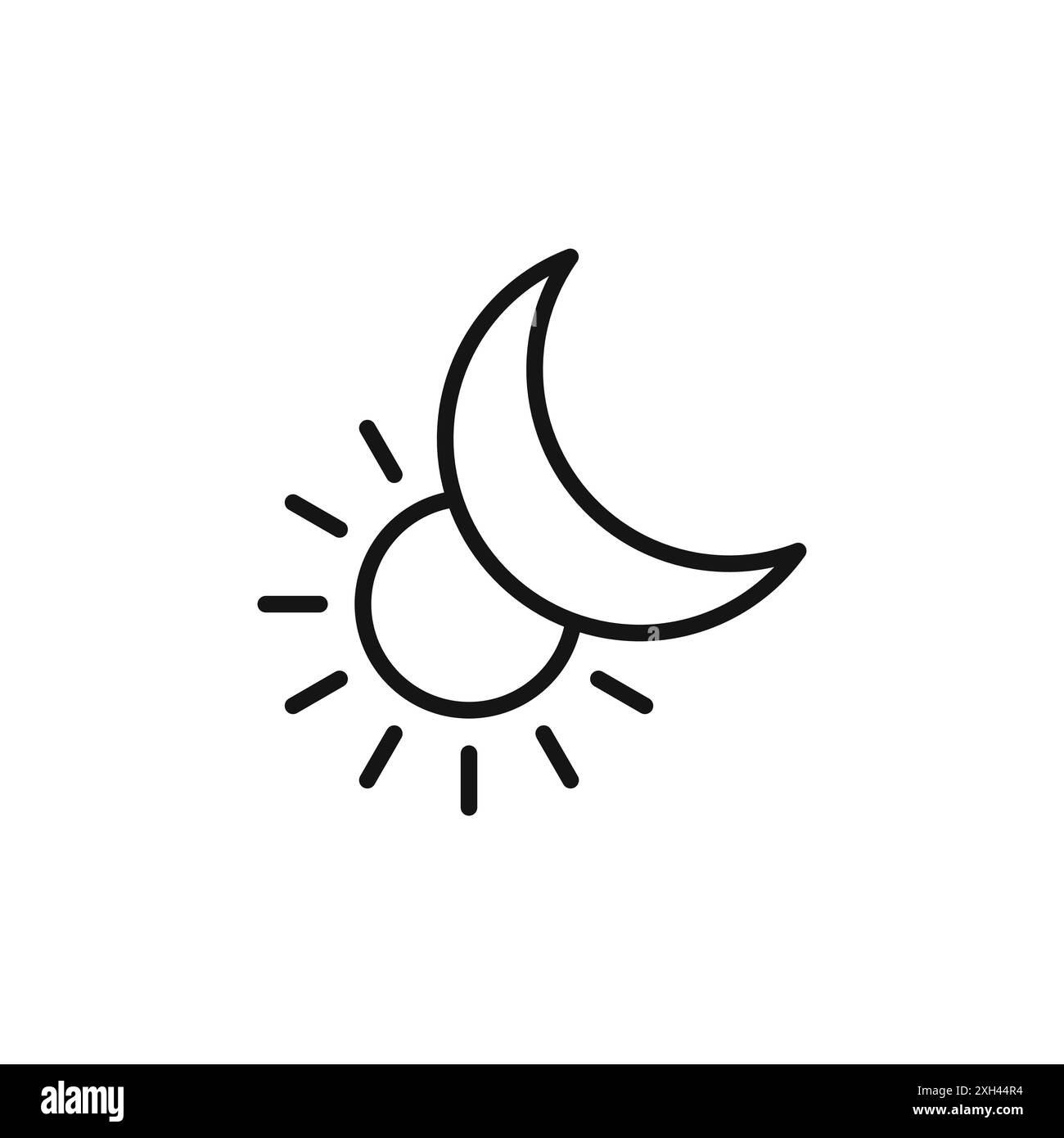 Sun and moon icon logo sign vector outline in black and white color ...