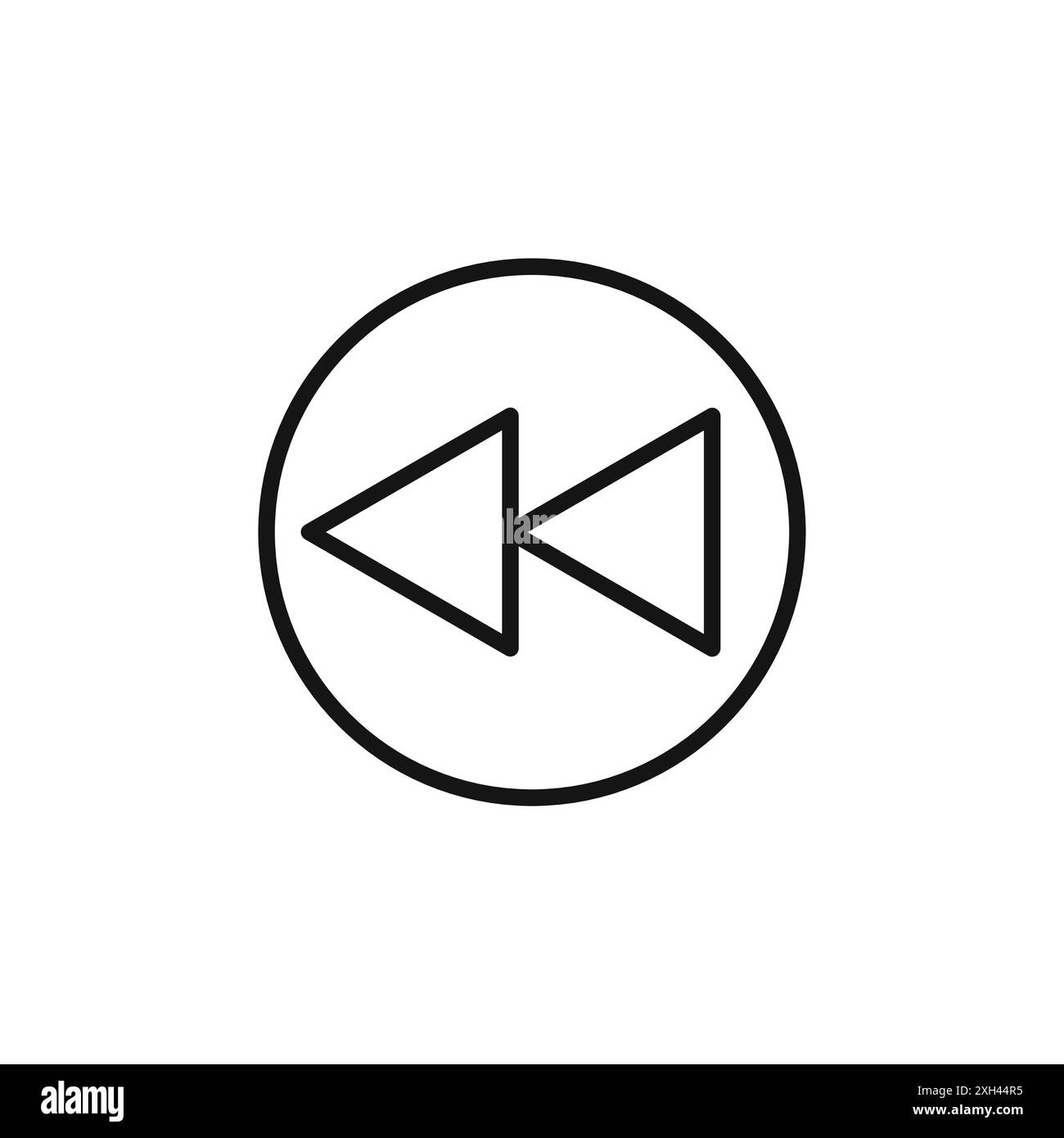 Rewind Previous Back arrow icon logo sign vector outline in black and white color Stock Vector ...