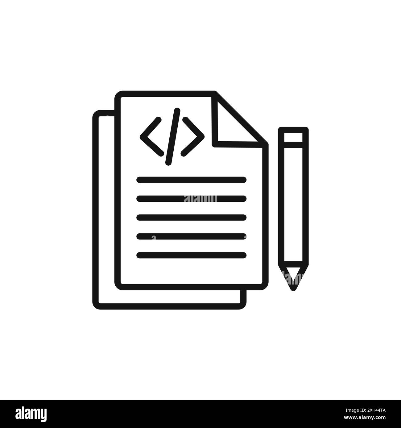 Script icon logo sign vector outline in black and white color Stock ...