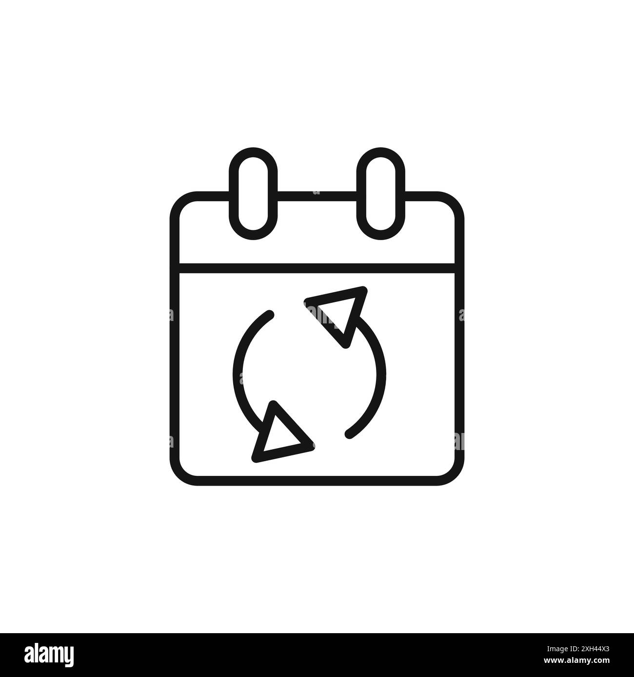 Update Calendar icon logo sign vector outline in black and white color ...
