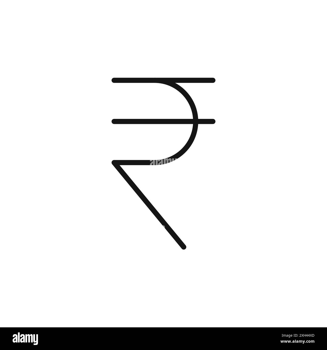 rupee currency icon logo sign vector outline in black and white color ...