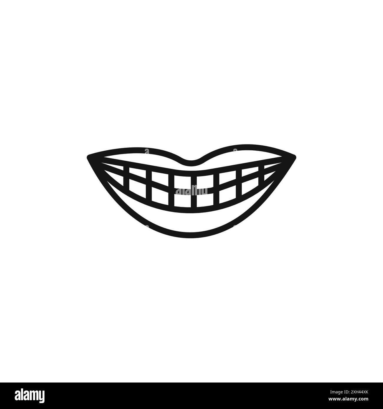 smile with teeth icon logo sign vector outline in black and white color ...