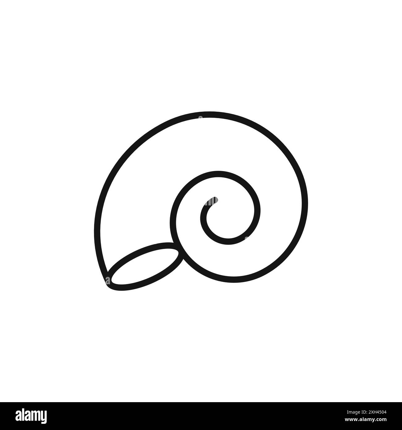 rounded shell icon logo sign vector outline in black and white color ...