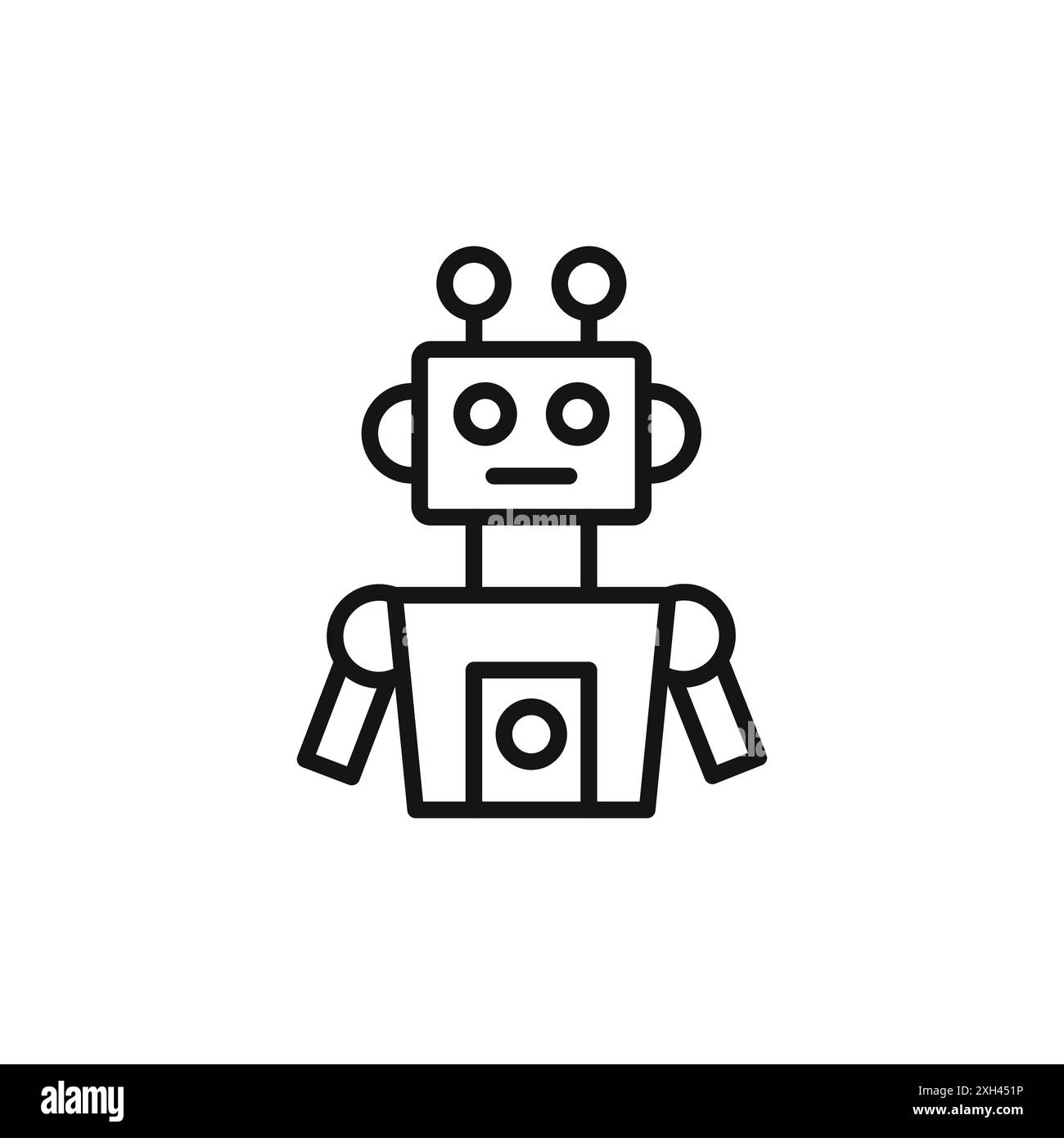 Robot Icon logo sign vector outline in black and white color Stock ...