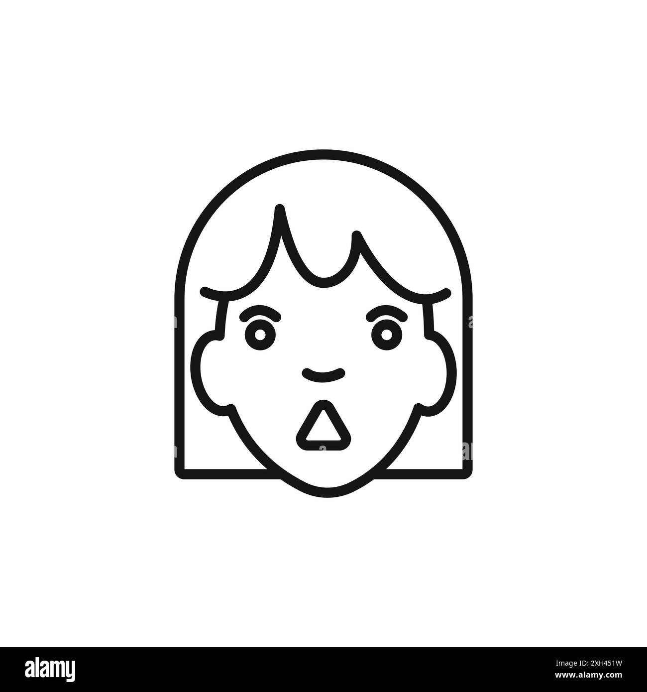 Shocked Girl icon logo sign vector outline in black and white color ...