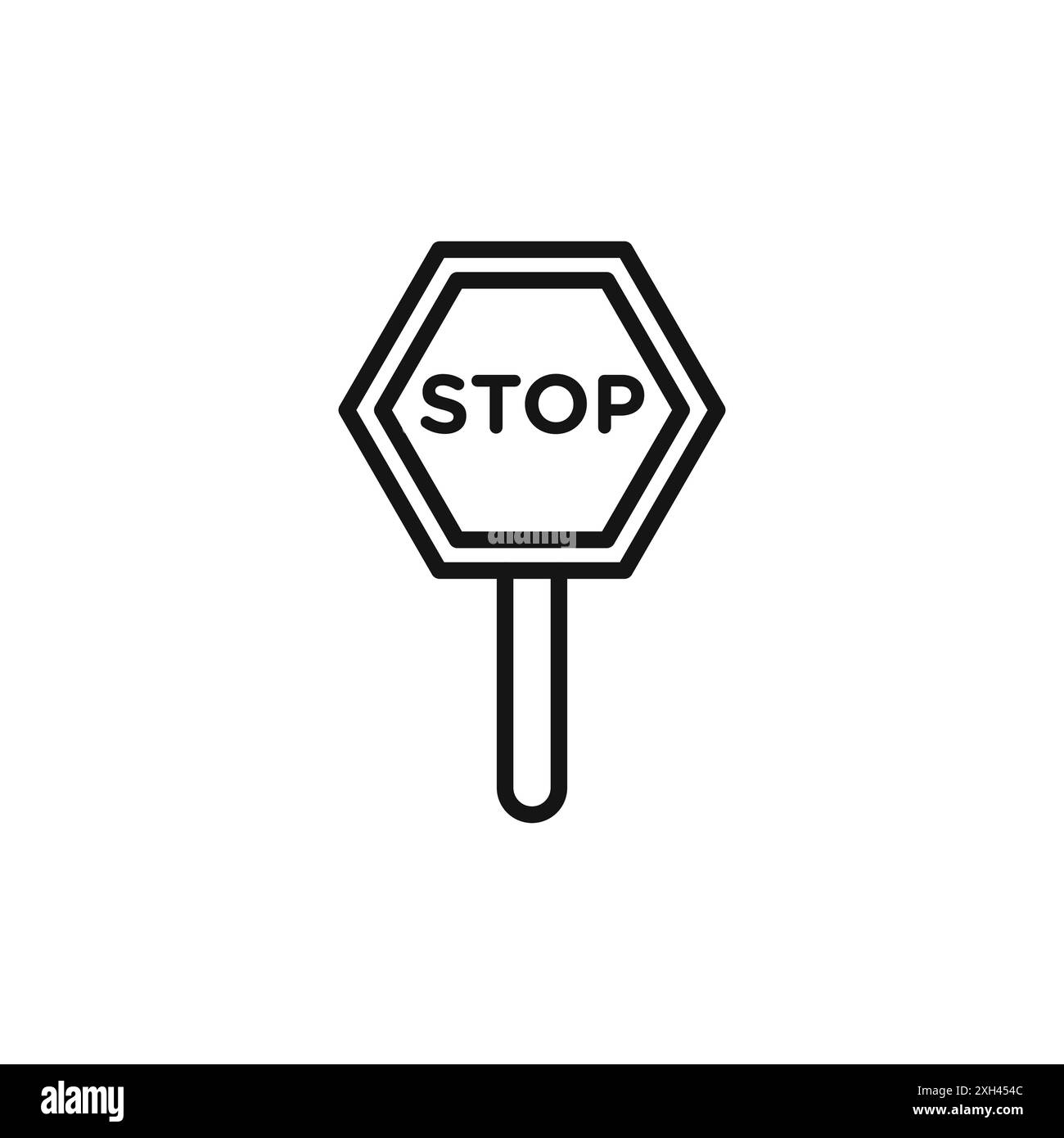 Stop Sign Icon logo sign vector outline in black and white color Stock ...