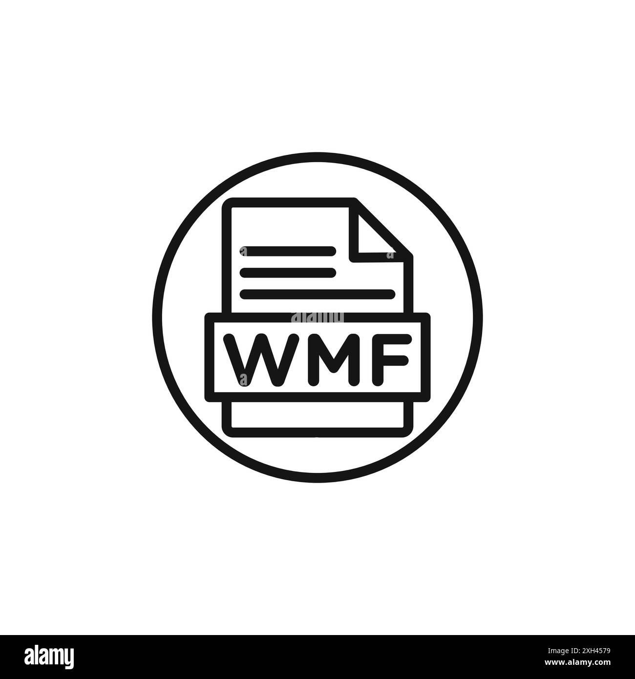 WMF File Document Icon logo sign vector outline in black and white color Stock Vector Image ...