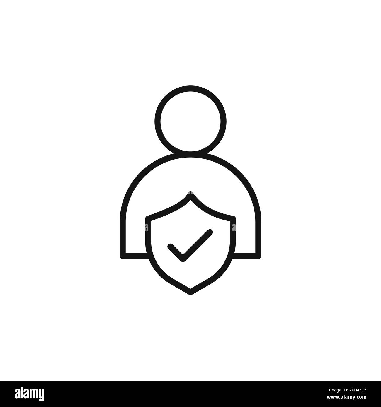 User protection shield icon logo sign vector outline in black and white ...