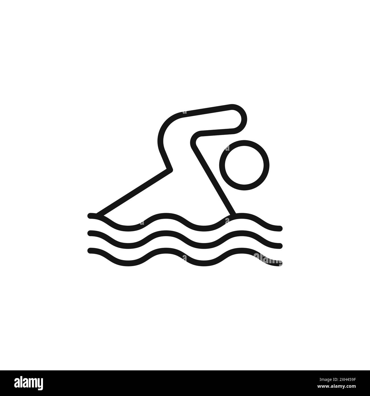 swimming icon logo sign vector outline in black and white color Stock ...