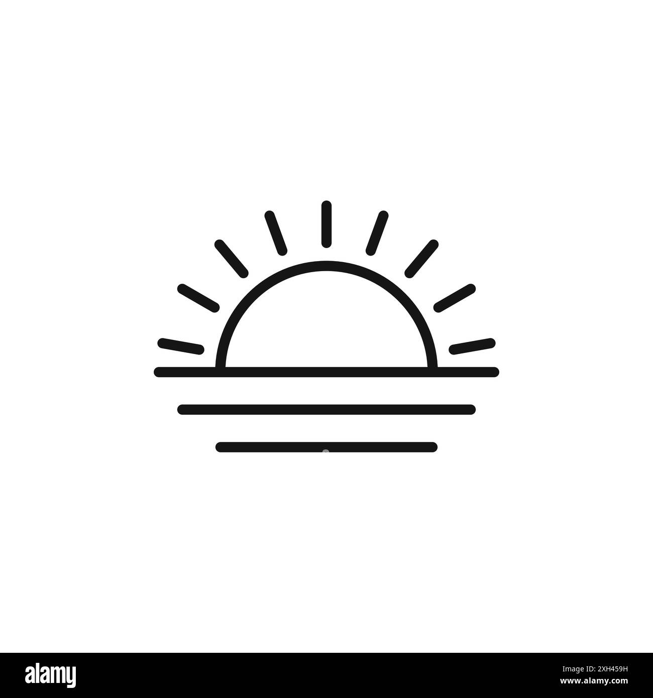 Sunrise icon logo sign vector outline in black and white color Stock ...