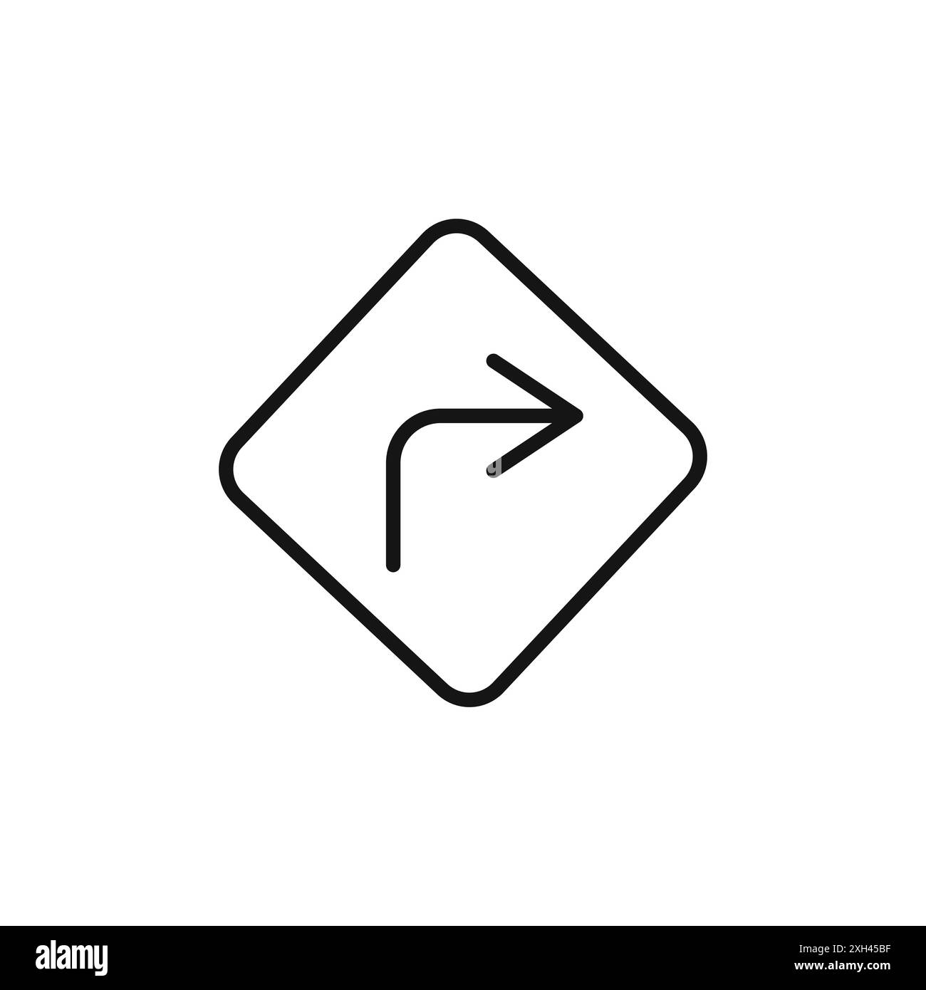 Turn to the Right Icon logo sign vector outline in black and white ...