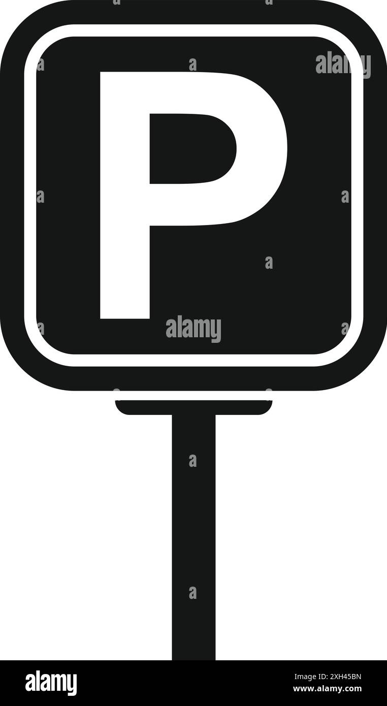 Simple black and white parking sign indicating that parking is allowed ...