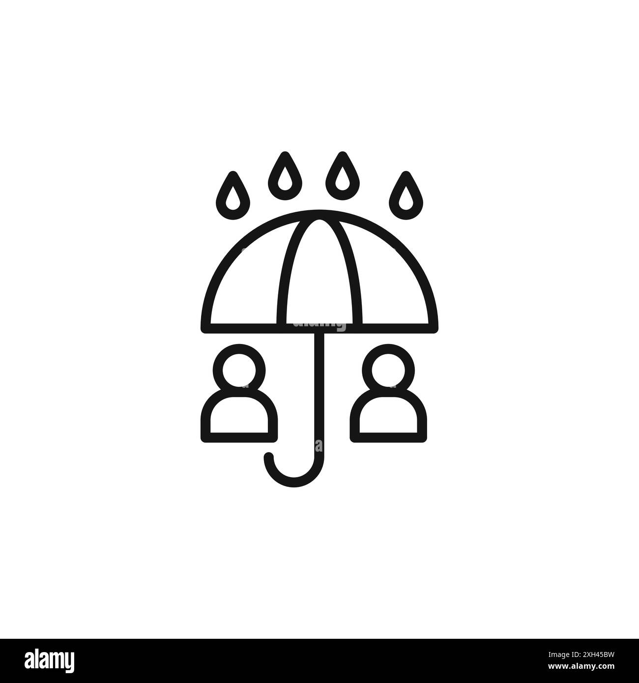 Umbrella sharing Icon logo sign vector outline in black and white color ...