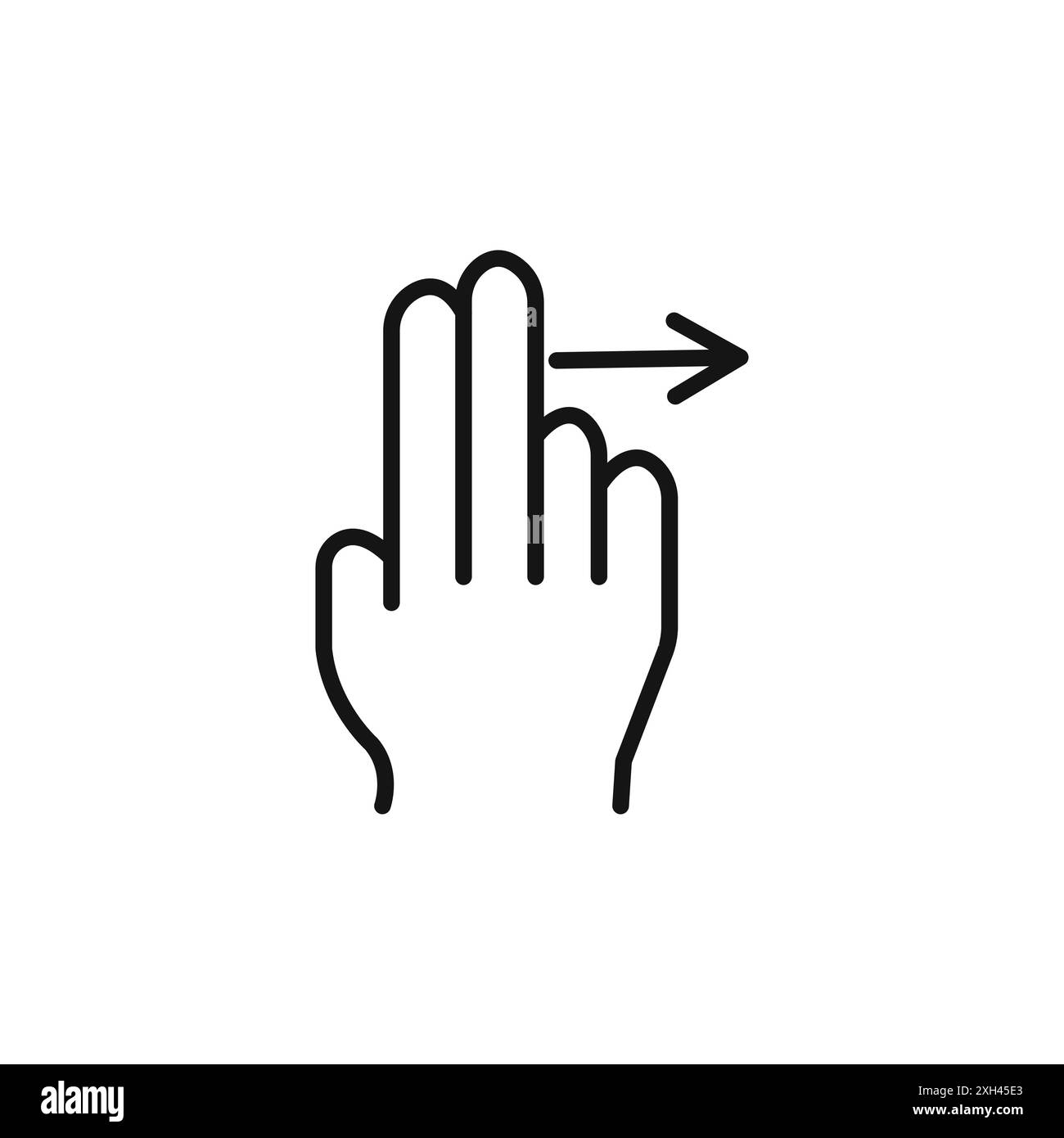two fingers swipe right icon logo sign vector outline in black and ...