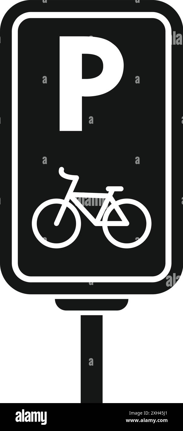 Simple black and white bicycle parking sign indicating an area where ...