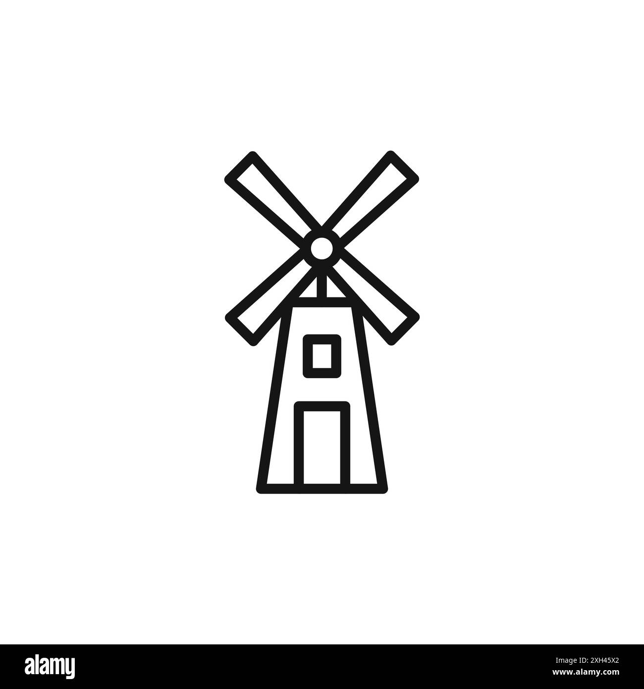 Windmill icon logo sign vector outline in black and white color Stock ...