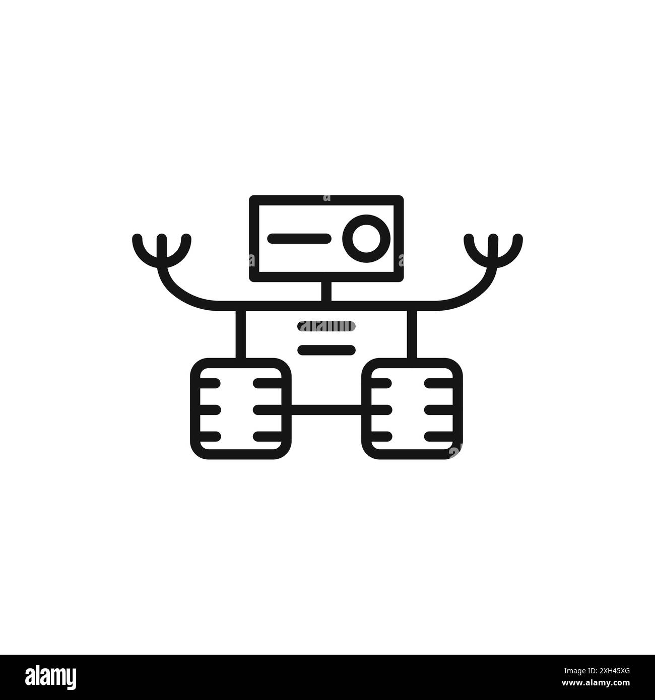 Wheels robot icon logo sign vector outline in black and white color ...
