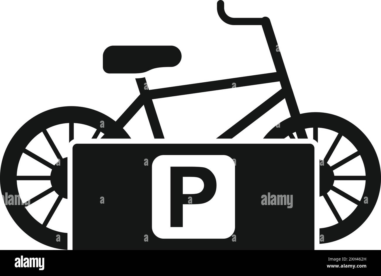 Black and white bicycle parking sign indicating a designated parking ...