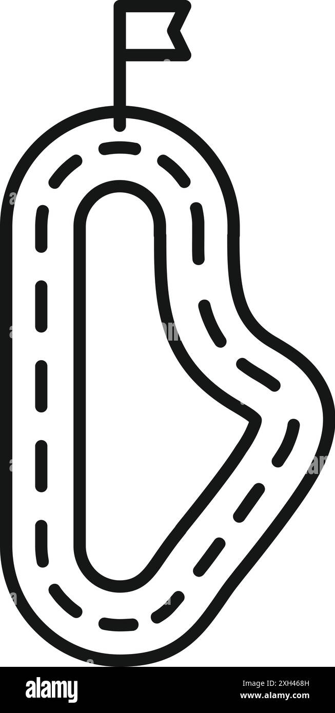 Simple winding road illustration with a checkered flag marking the ...