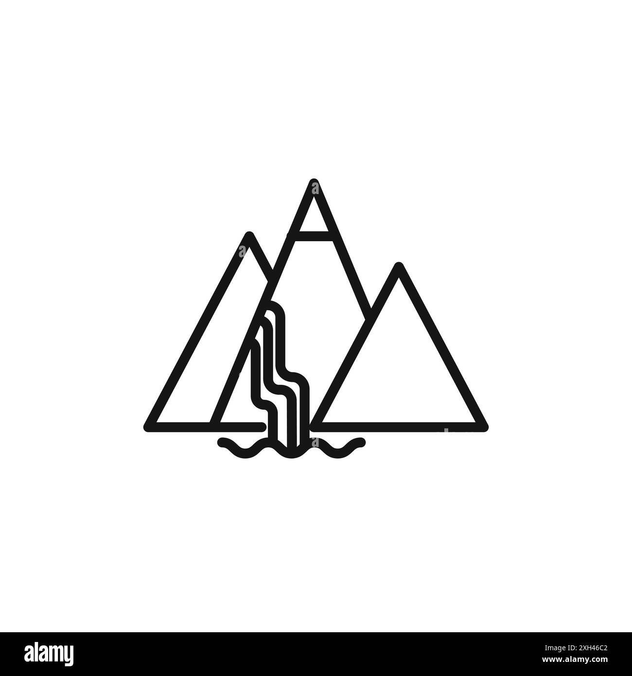 waterfall icon logo sign vector outline in black and white color Stock ...