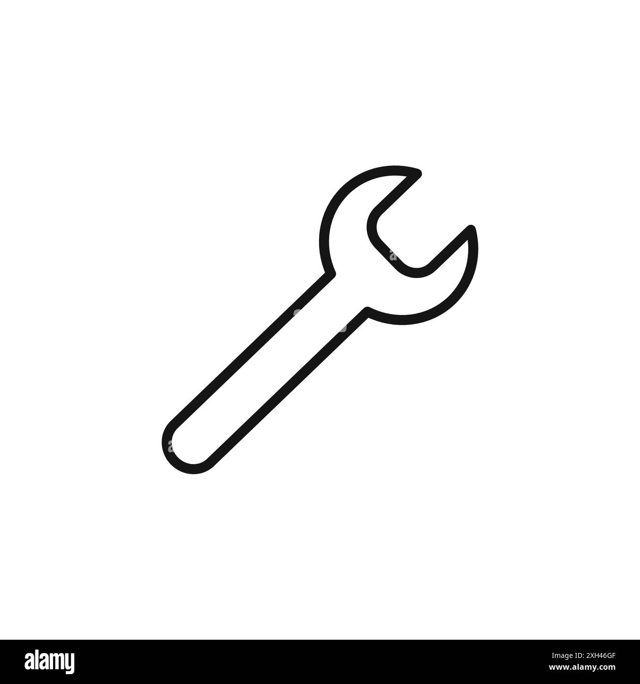 Wrench icon logo sign vector outline in black and white color Stock ...
