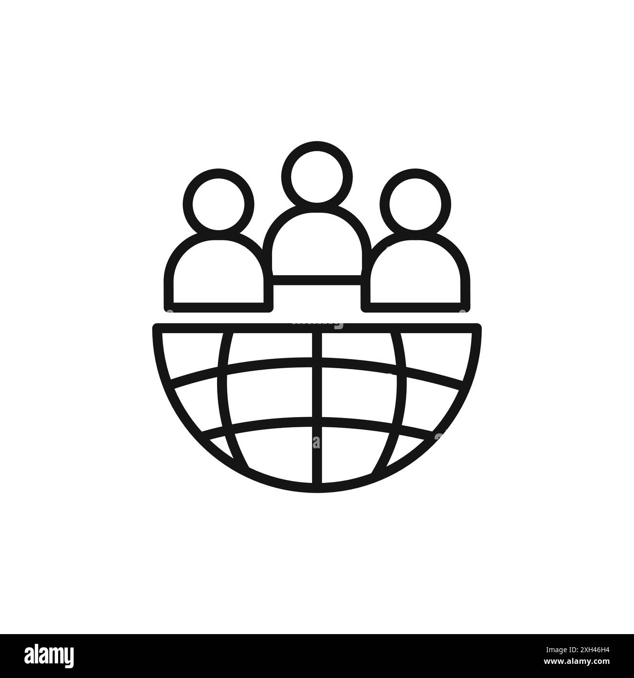 World population icon logo sign vector outline in black and white color ...