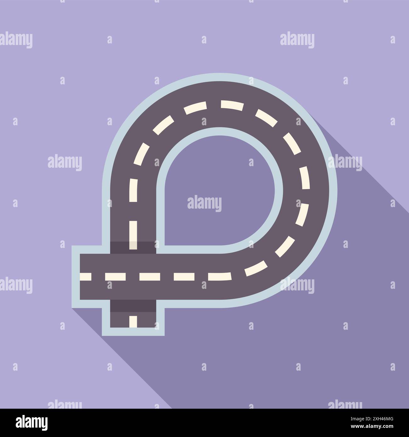 Winding road turning back making u turn on purple background Stock ...