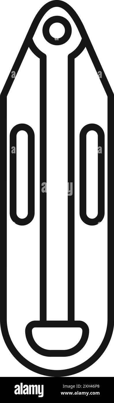 Simple black line art of an inflatable boat floating on water surface ...