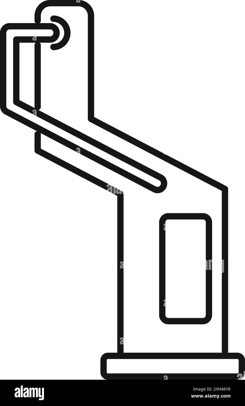 Simple black and white line drawing of a harbour crane loading cargo ...