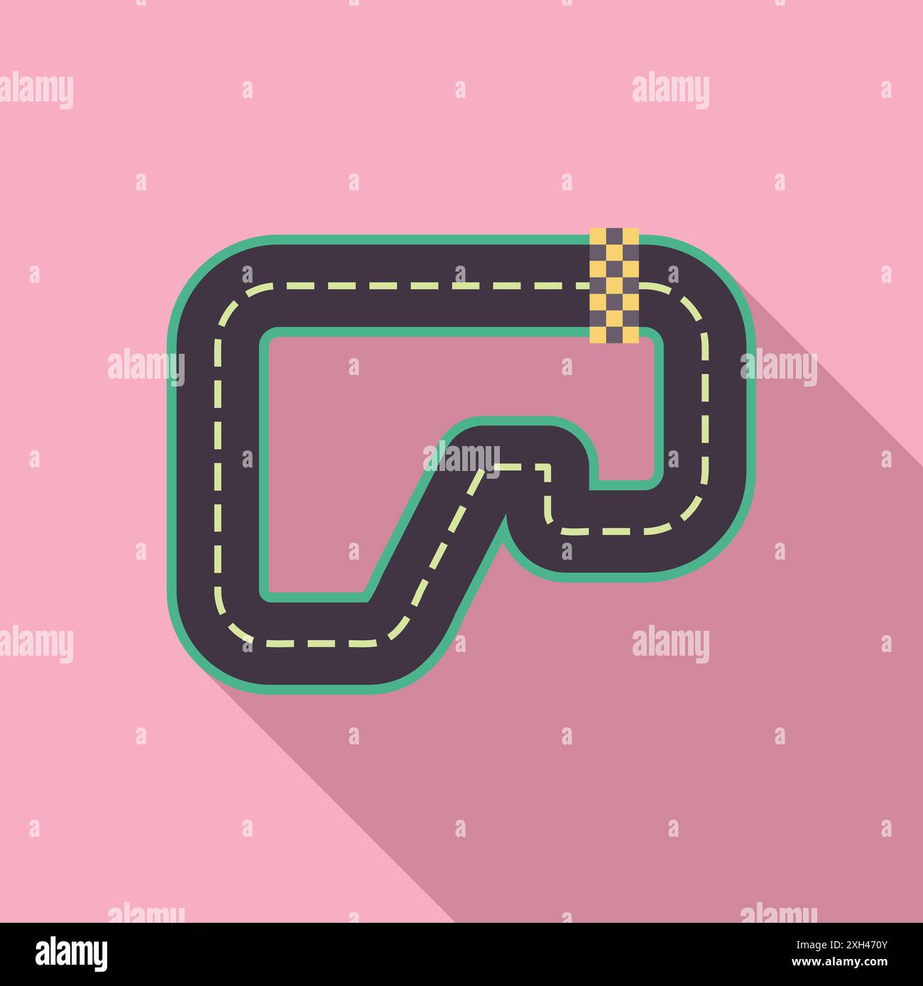 Minimalistic illustration featuring a racing track with a finish line ...
