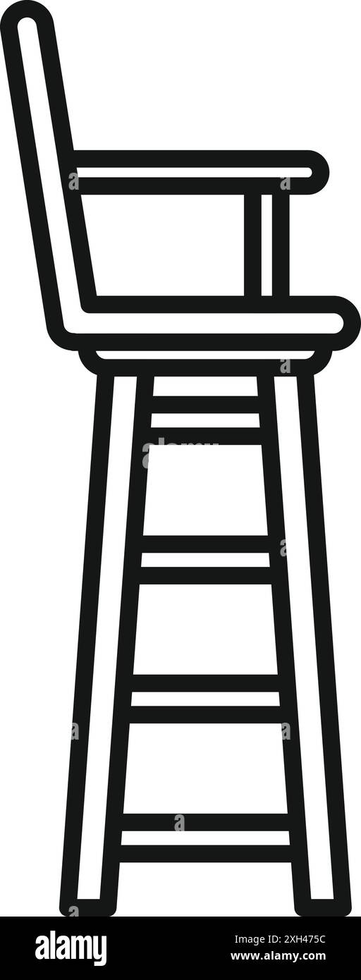 Simple line drawing of a tall chair with arms and footrests, ideal for ...