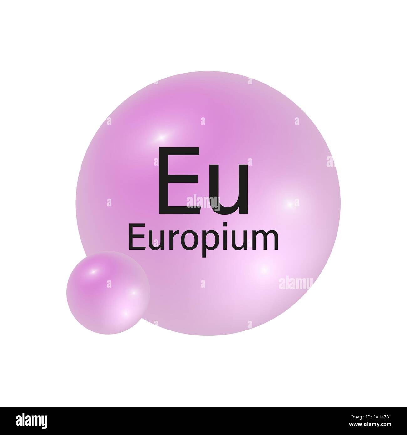 Europium element symbol. Shiny pink spheres. Chemical element icon ...