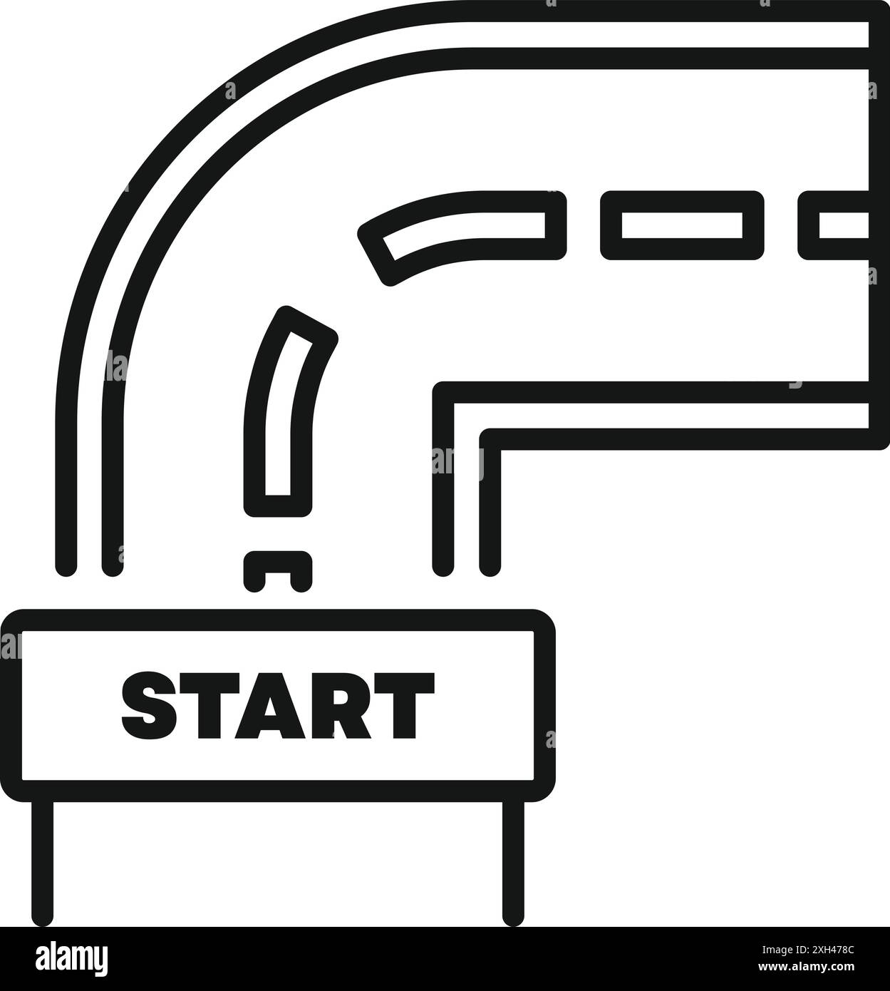 Stylized line drawing of the starting line of a winding road with an ...