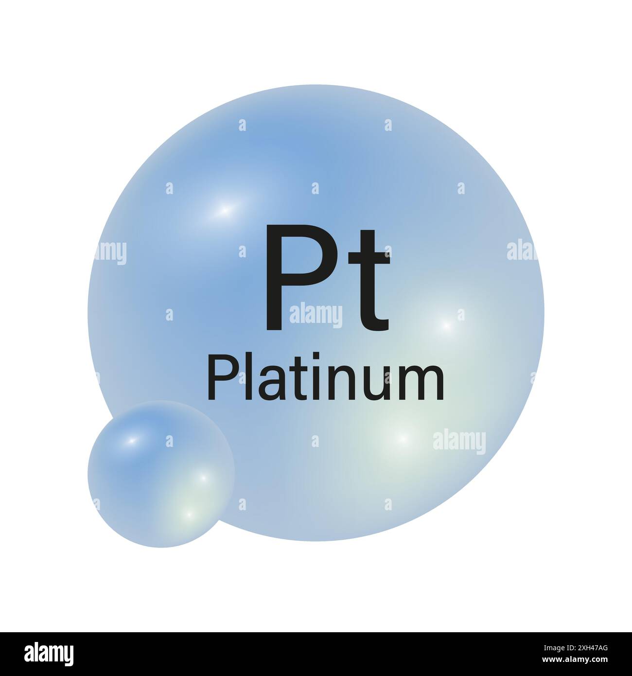 Platinum element symbol. Glossy blue sphere. Periodic table. Vector ...