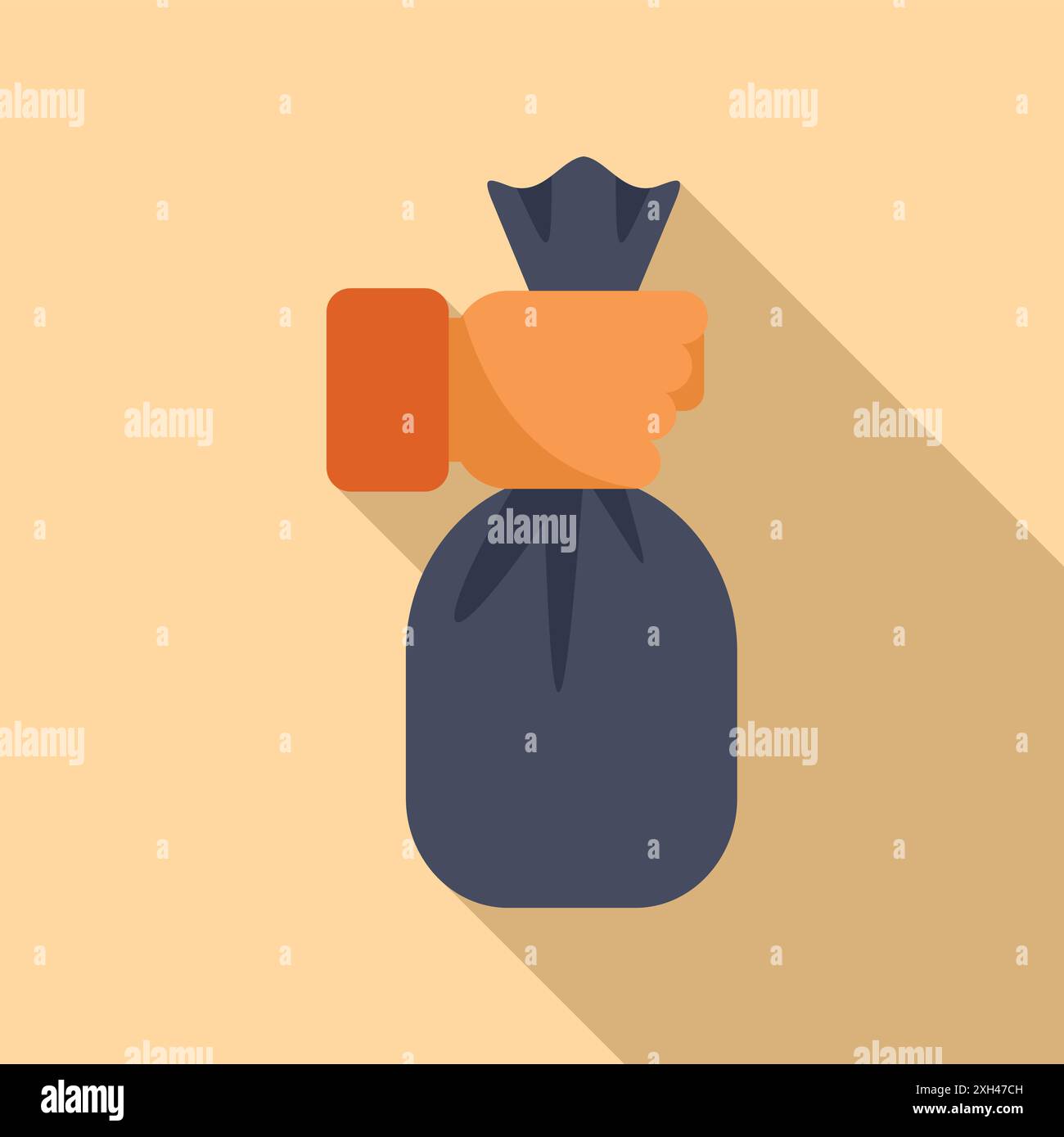 Hand holding a black trash bag, representing waste management and ...