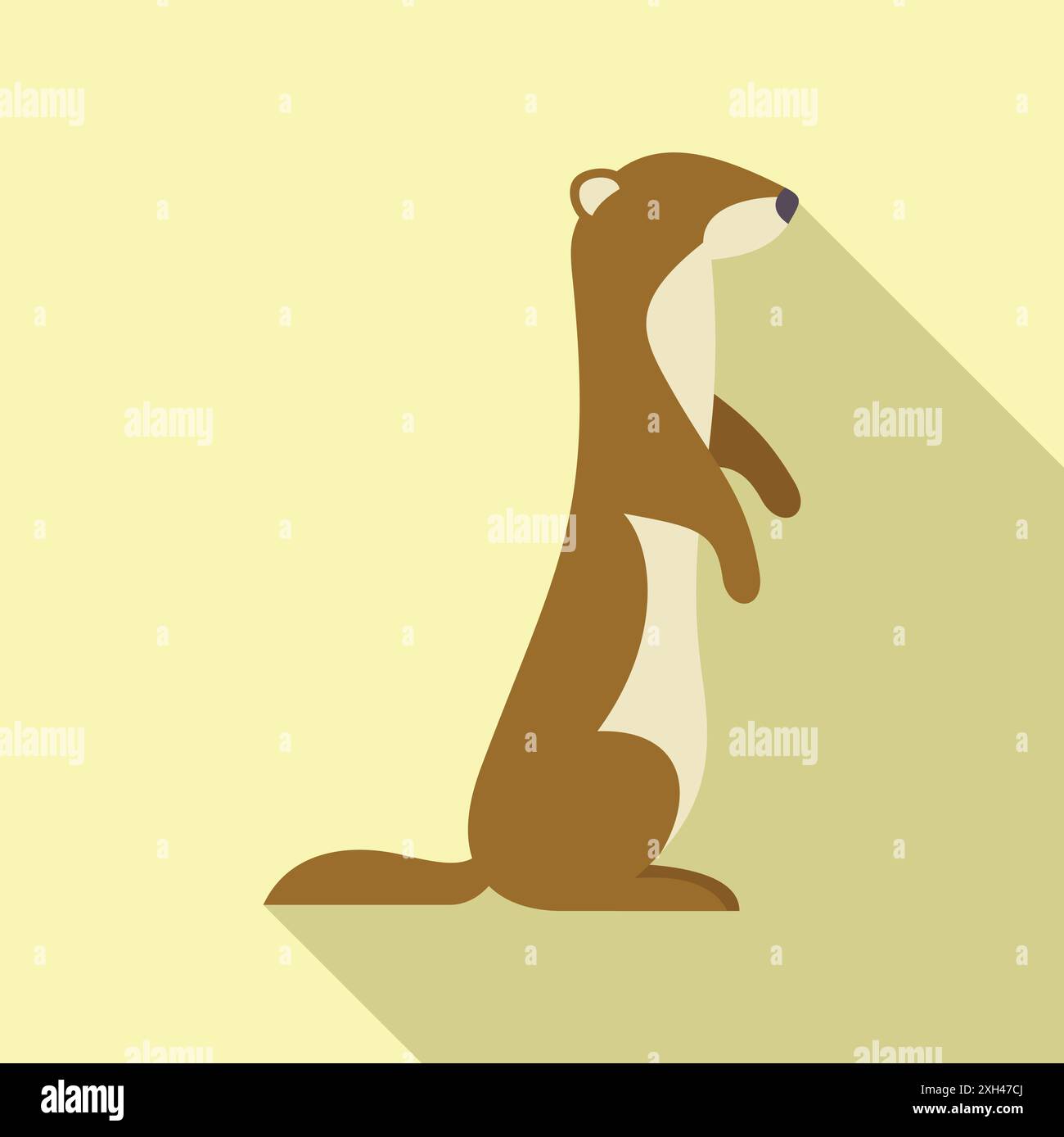 Brown weasel standing on two legs, minimalist vector illustration Stock ...