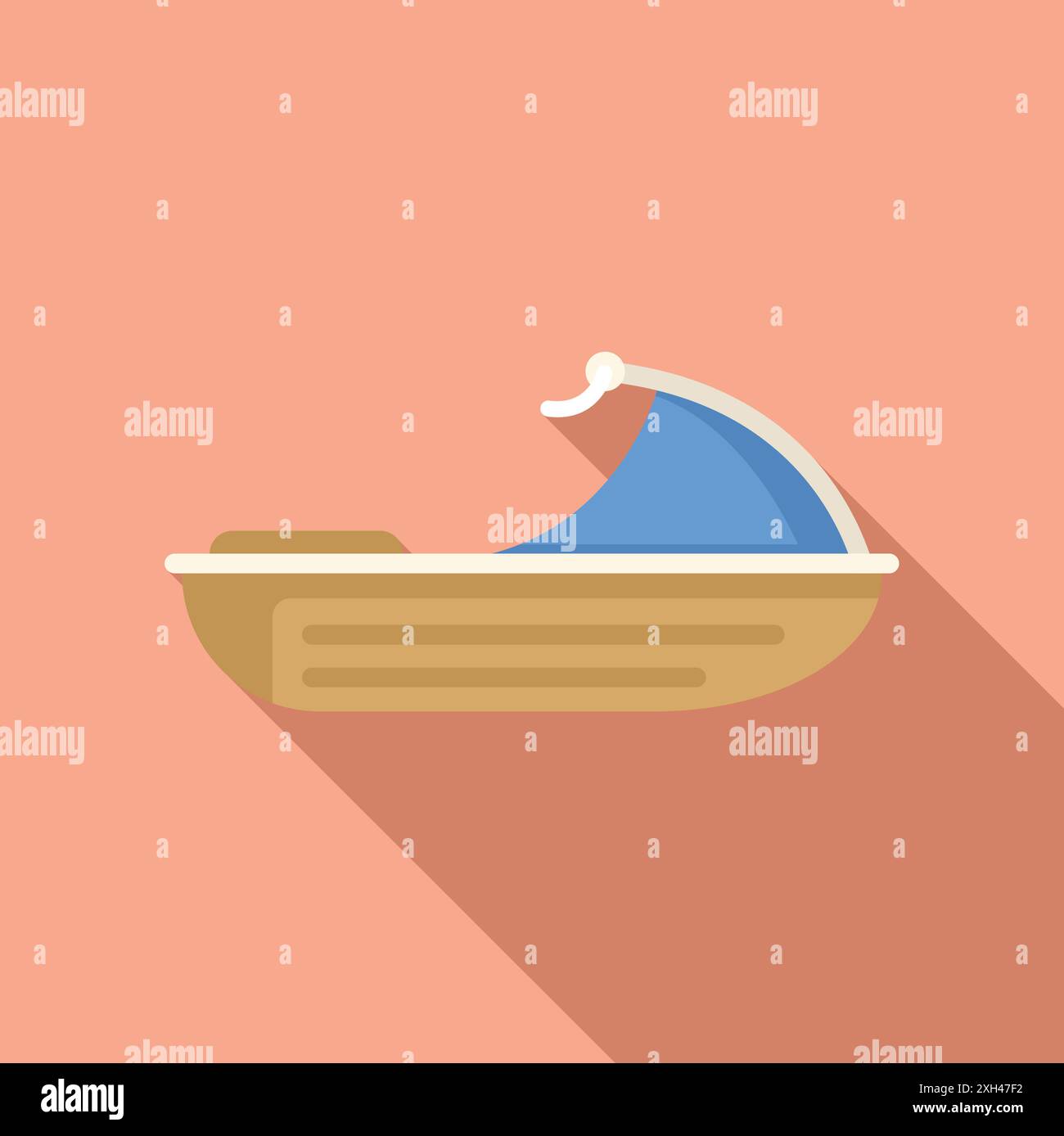 Minimalist icon of a small fishing boat floating on the water with a ...