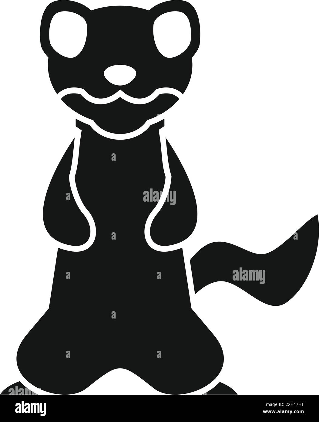 Simple icon of a black and white ferret standing on two legs Stock ...