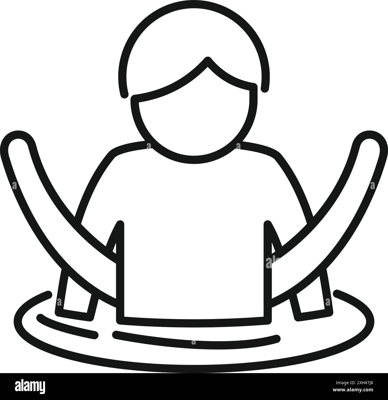 Line drawing of a man drowning and raising his hands for help asking ...