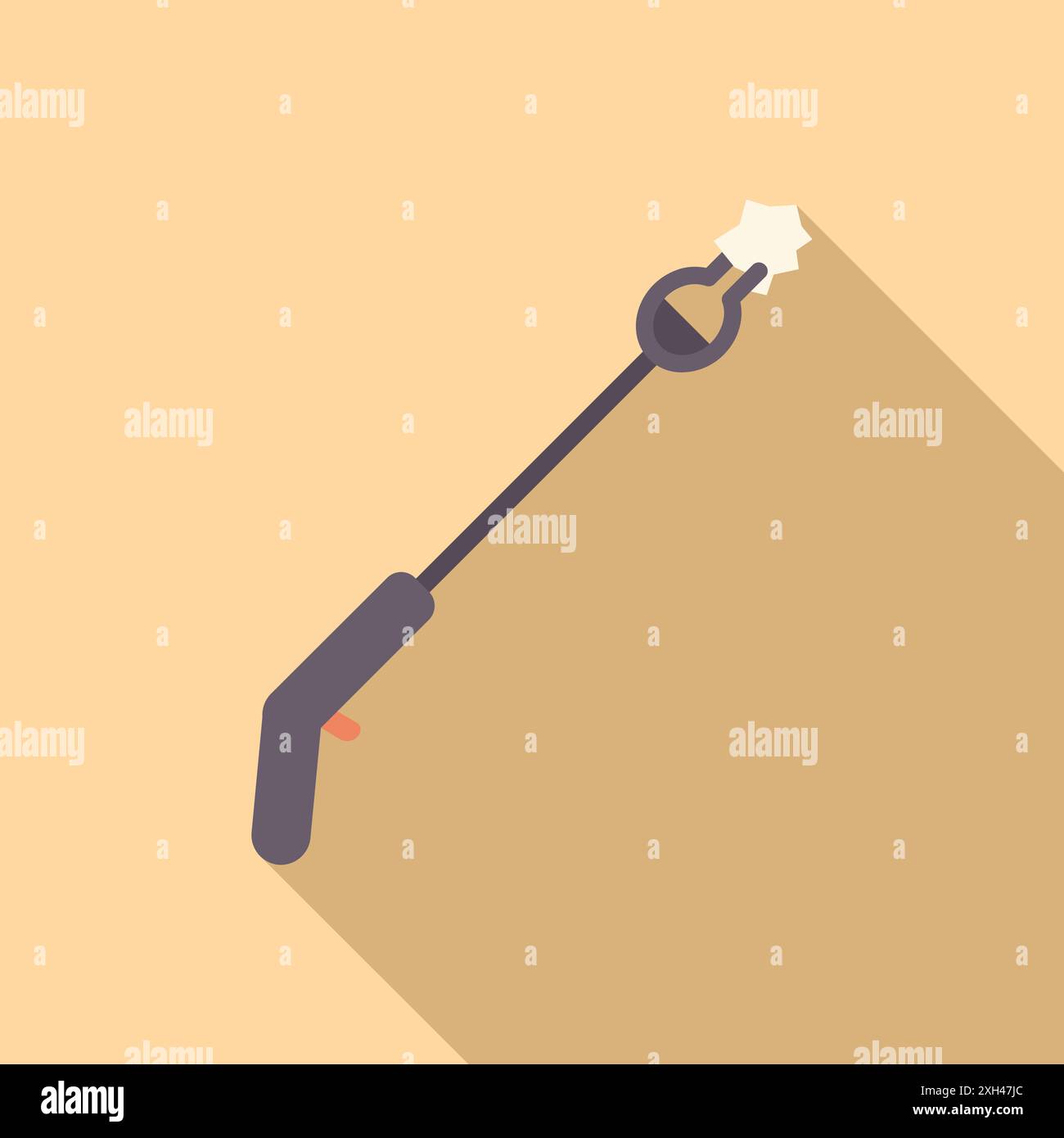 Gas torch burning with blue flame, isolated on a yellow background with ...