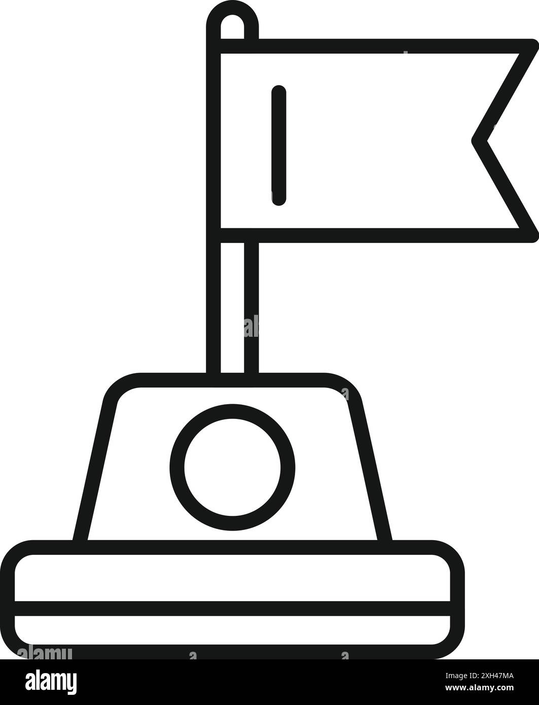 Simple line icon illustration of a military base with a flag waving ...