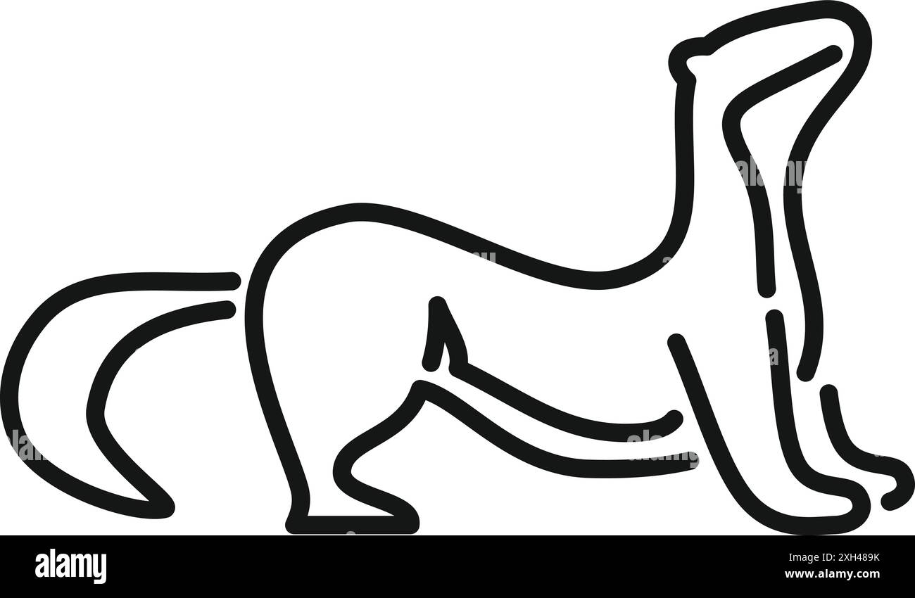 Minimalist line art logo of a weasel standing on its hind legs, in a ...