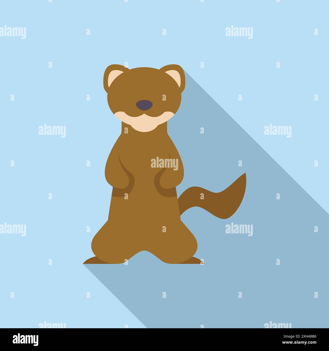 Minimalist illustration of a weasel standing on two legs, in profile ...