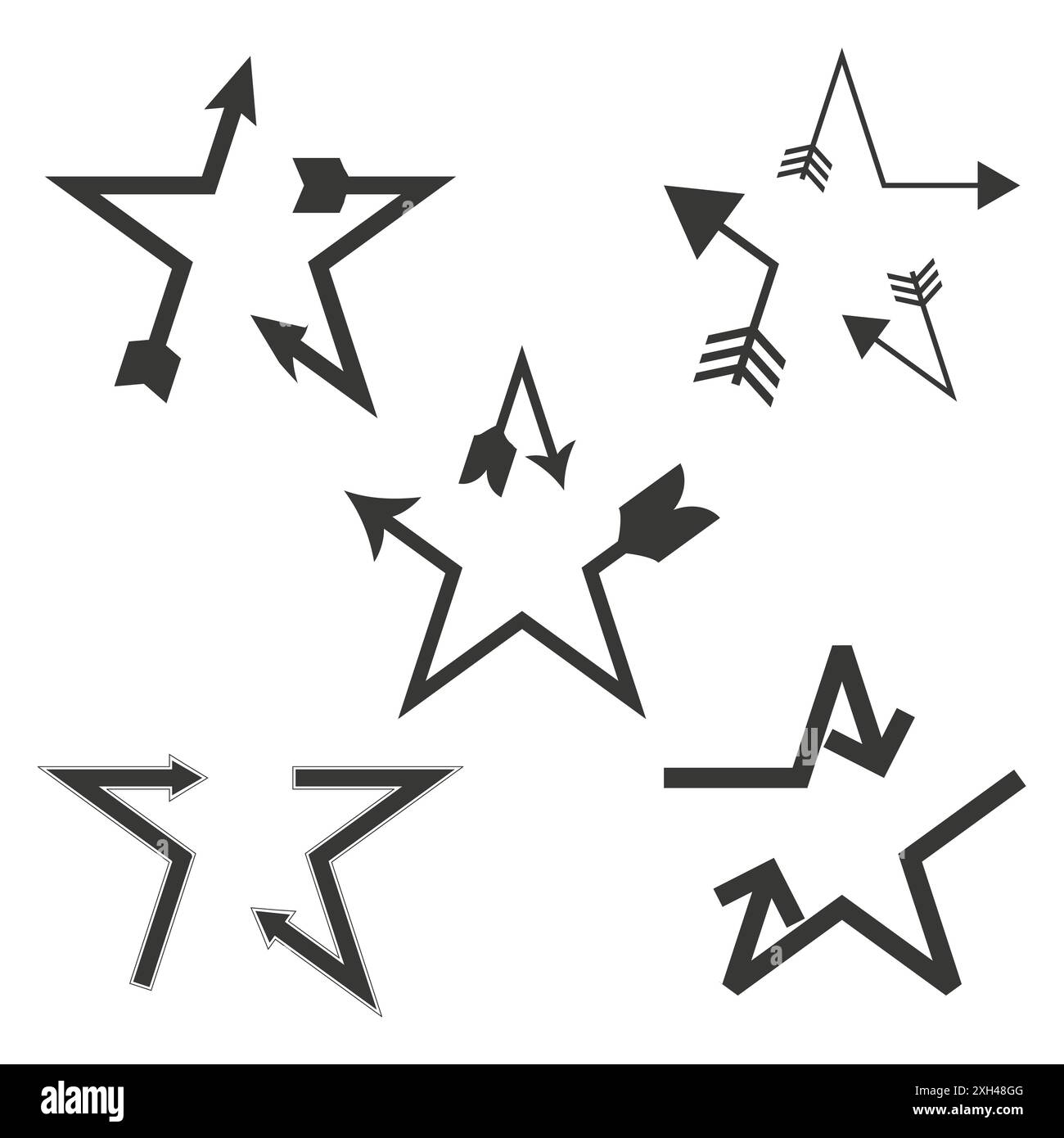 Arrow star shapes. Unique designs. Geometric style. Vector illustration ...
