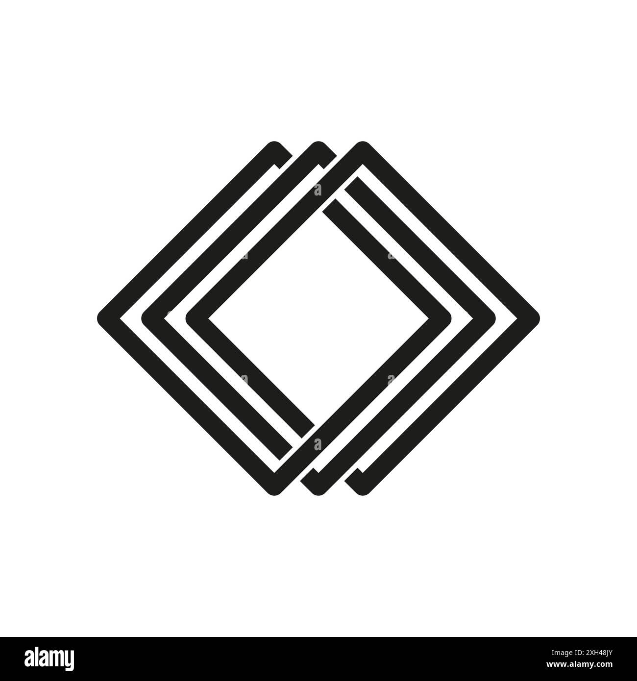 Interlocked square icon. Abstract geometric shapes. Overlapping black lines. Vector design Stock ...