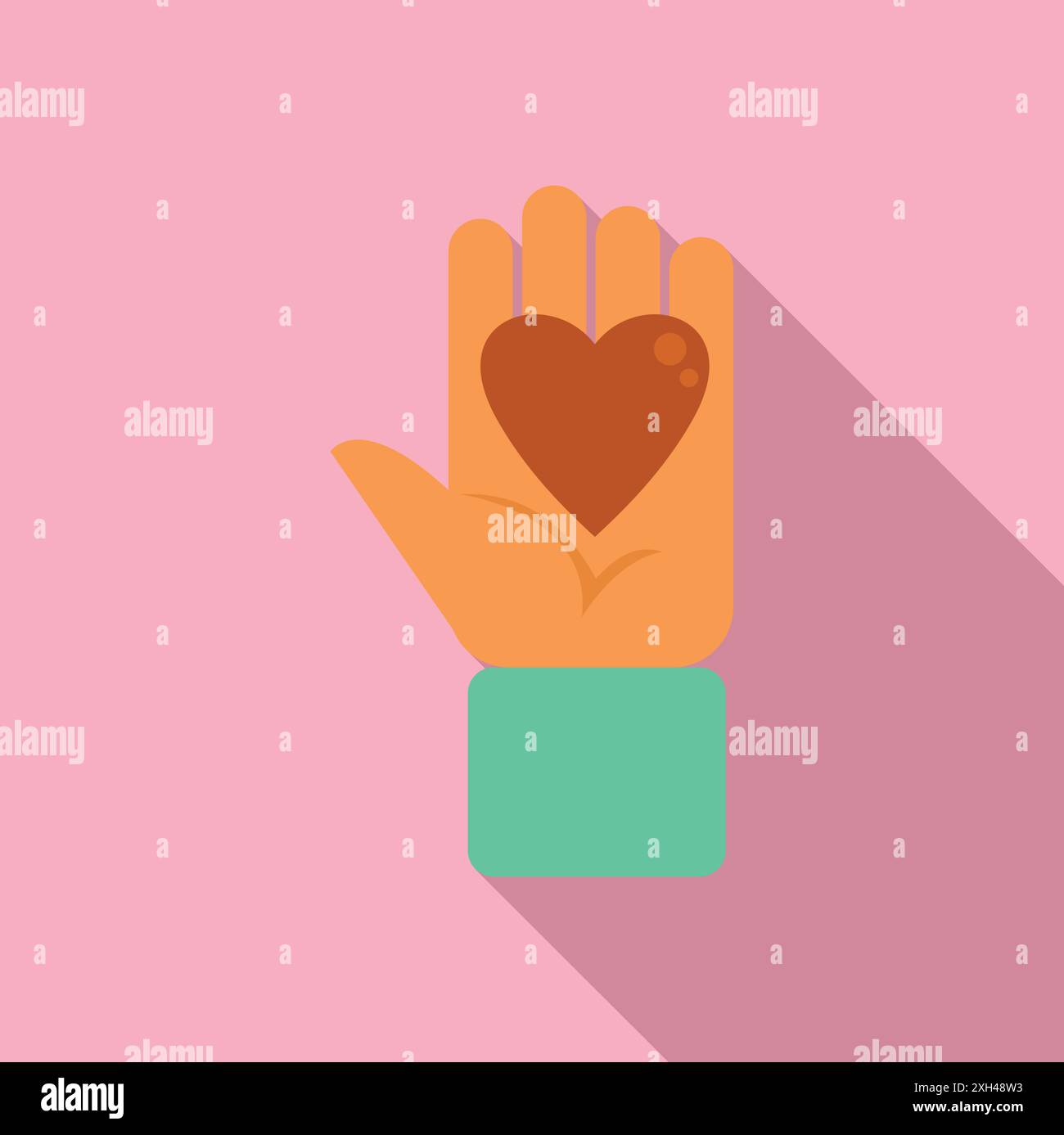 Open hand holding a heart symbol, representing charity, love, and ...